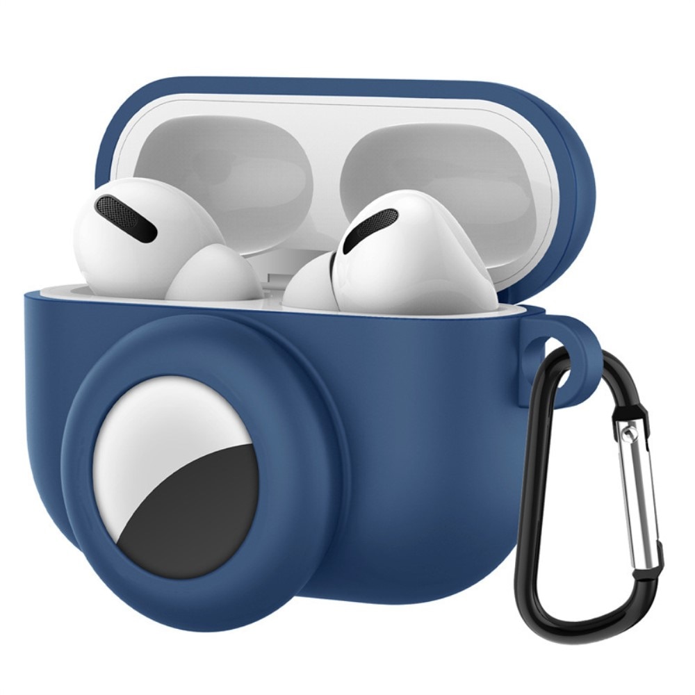 Köp Airpods Pro Silikonskal Med Airtag Hållare Mörkblå Online